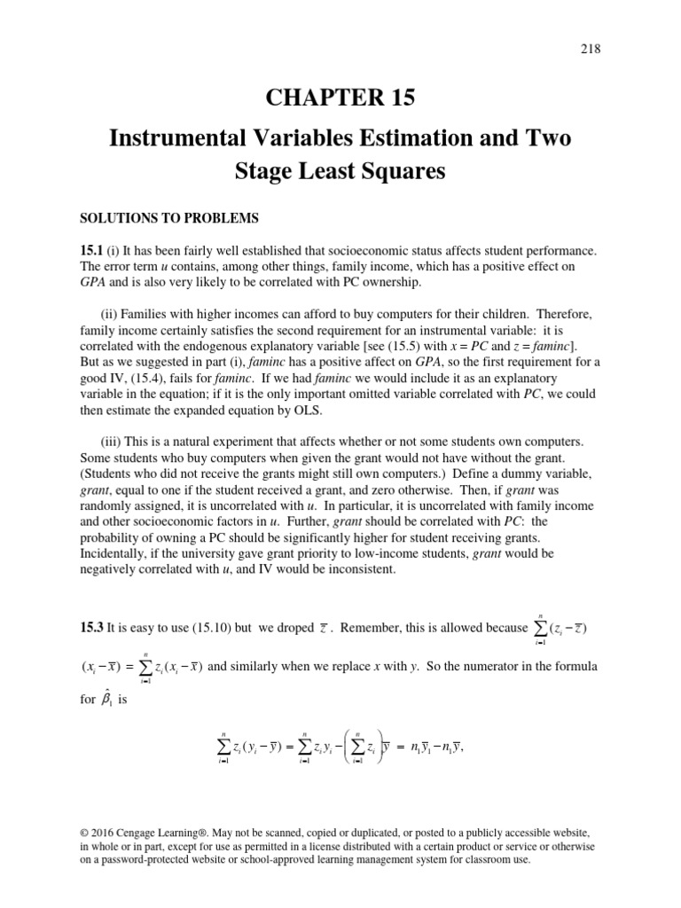 Selected End of Chapter 15 Solutions | PDF
