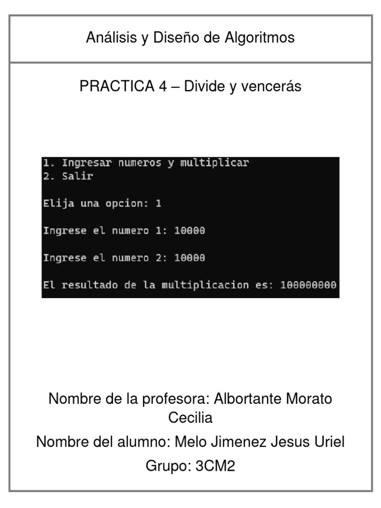 Práctica 4 - Divide y Vencerás | PDF | Puntero (Programación de computadora) | Informática