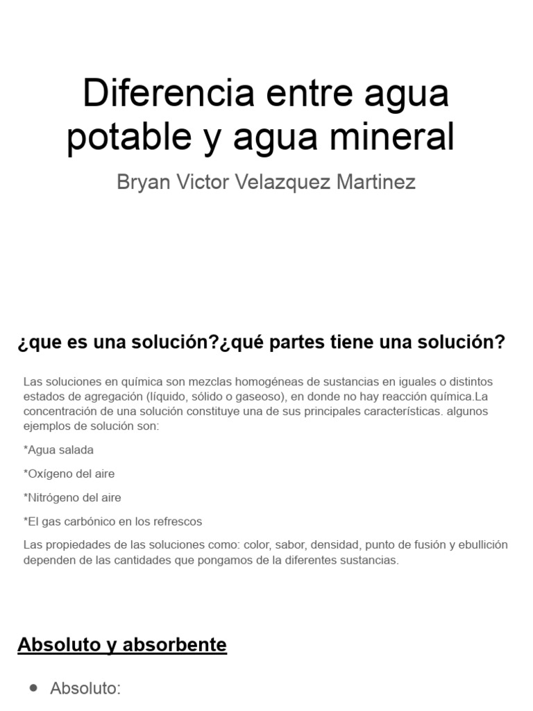 Diferencias Agua Potable y Mineral | PDF