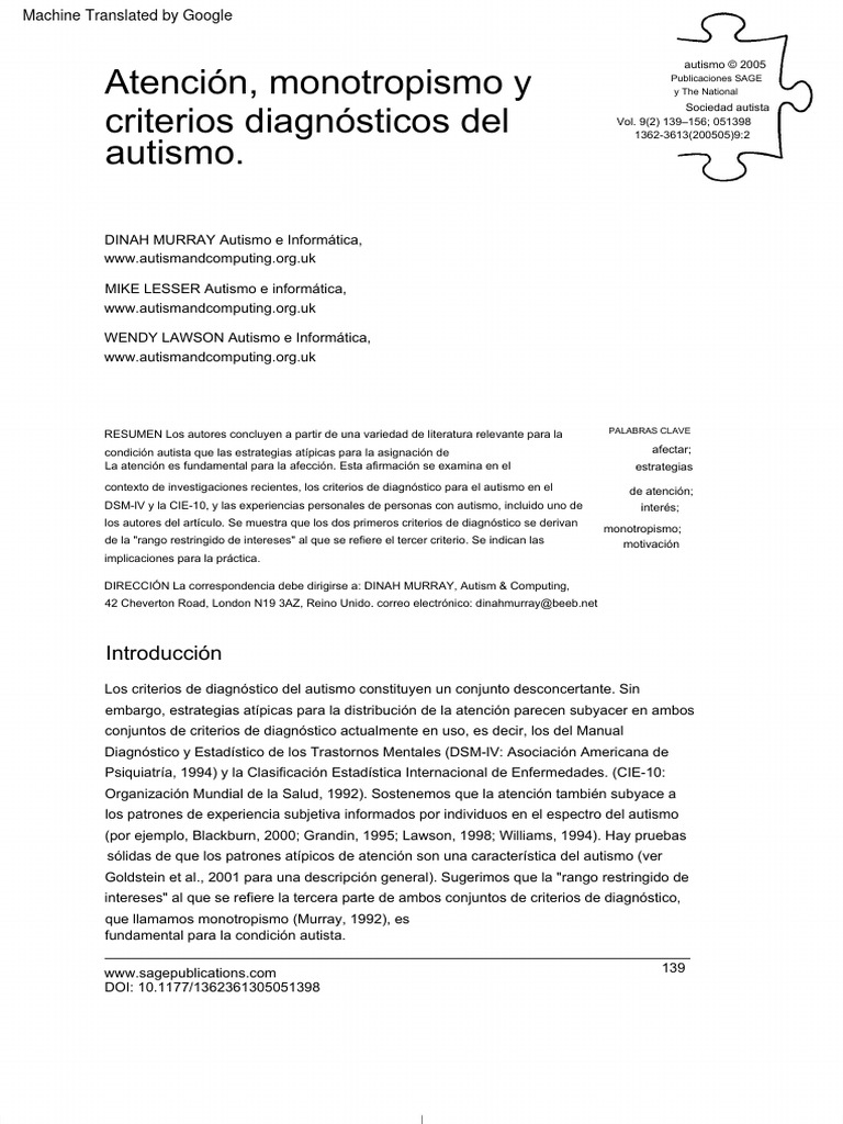 Murray Et Al 2005 Subti | PDF | Espectro autista | Atención Murray Et Al 2005 Subti | PDF | Espectro autista | Atención
