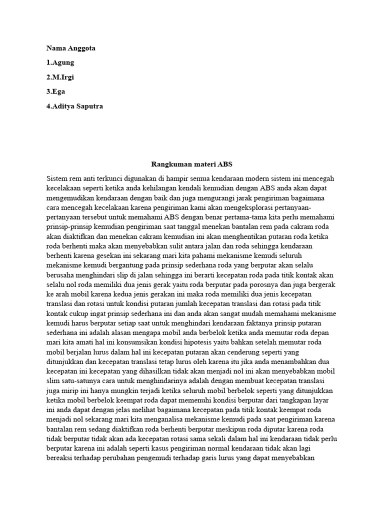 Sistem Rem ABS | PDF