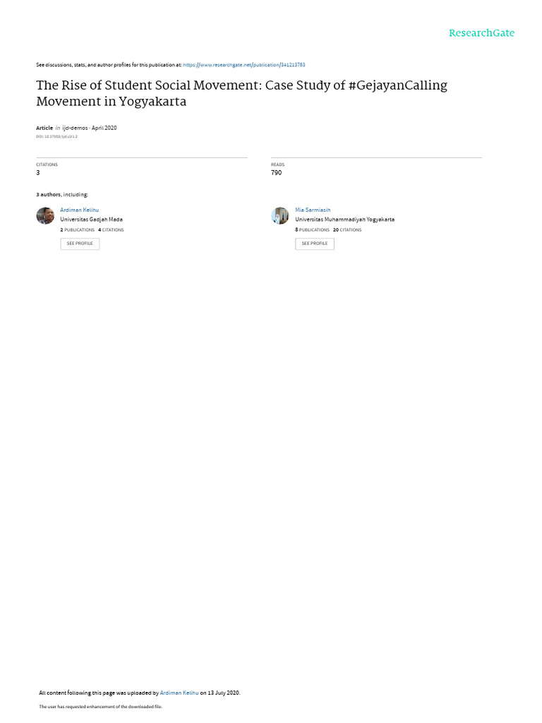 The Rise of Student Social Movement Case Study of | PDF | Social ...