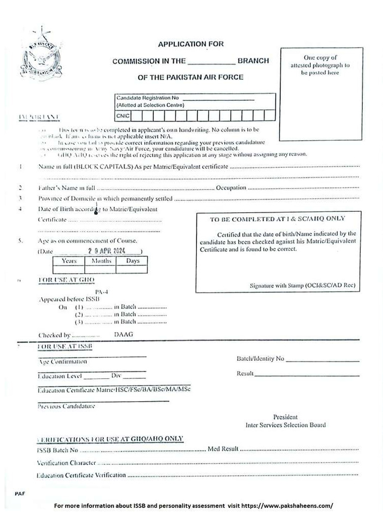 Paf Issb Forms | PDF