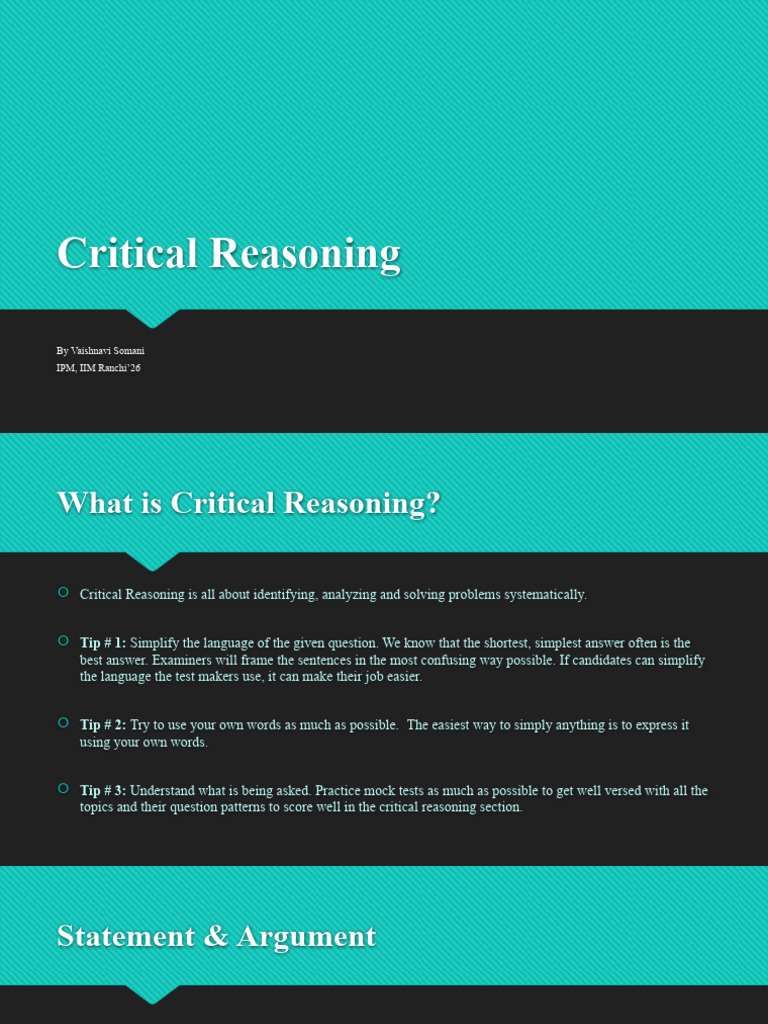 Critical Reasoning | PDF | Critical Thinking | Reason