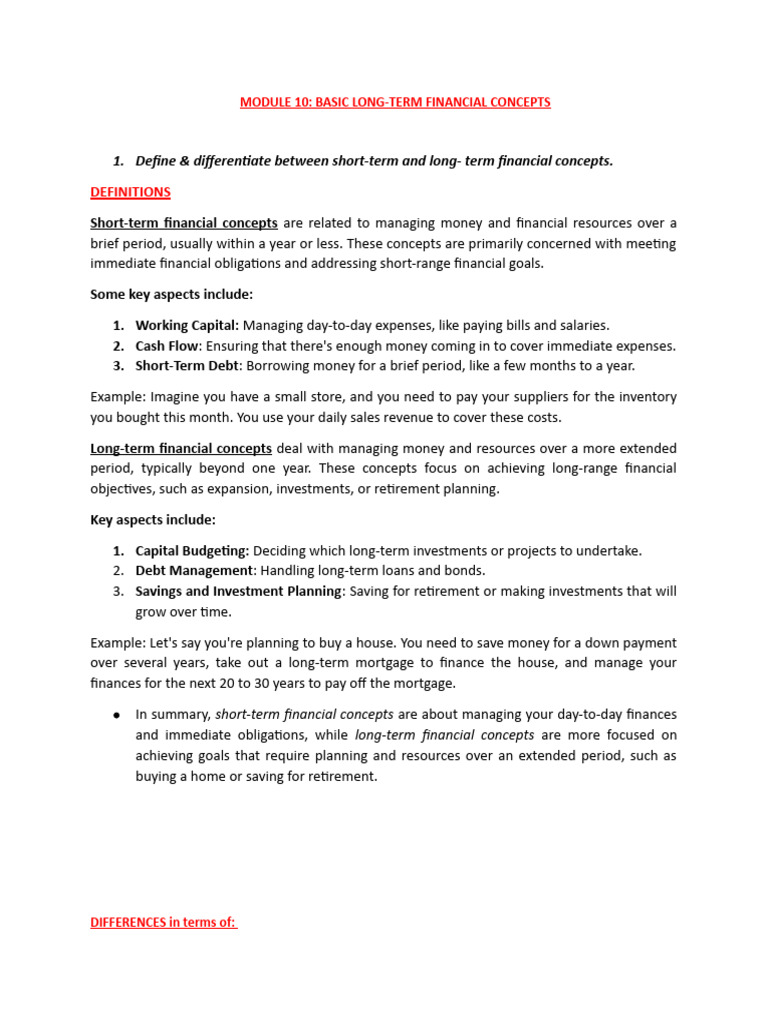M10-Basic Long Term Financial Concepts | PDF | Loans | Stocks