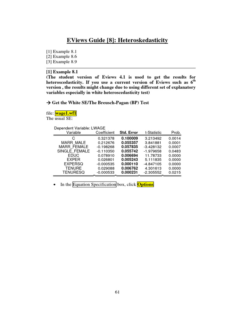 P08 - 178380 - Eviews Guide | PDF | Coefficient Of Determination | Ordinary Least Squares