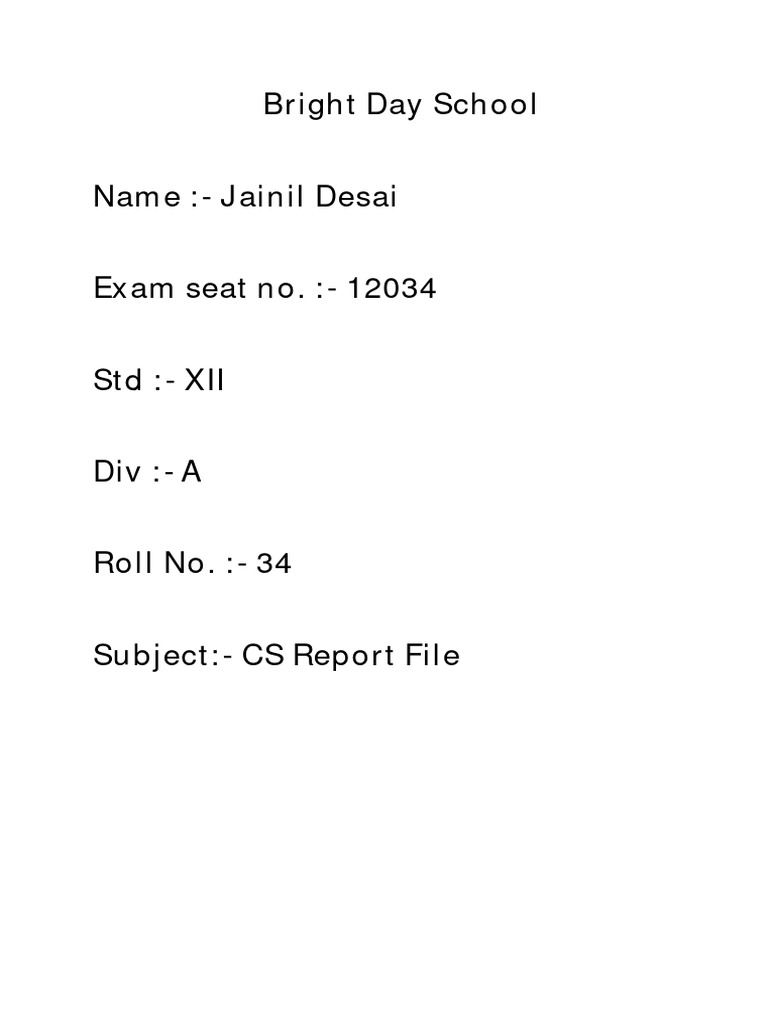Cs Practical File Pdf
