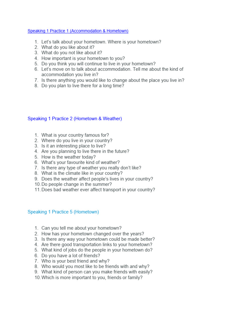Speaking 1 Practice 1 | PDF | Noise | Photograph