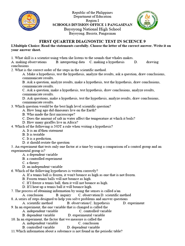 Science 9 | PDF | Mixture | Hypothesis