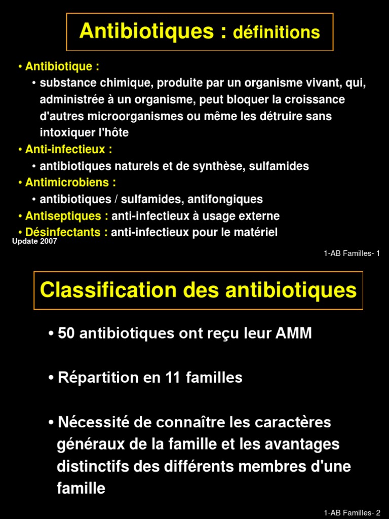 Familles Antibiotiques | PDF | Pénicilline | Microbiologie