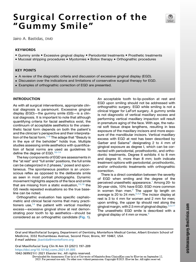 Gummy Smile | PDF | Periodontology | Botulinum Toxin