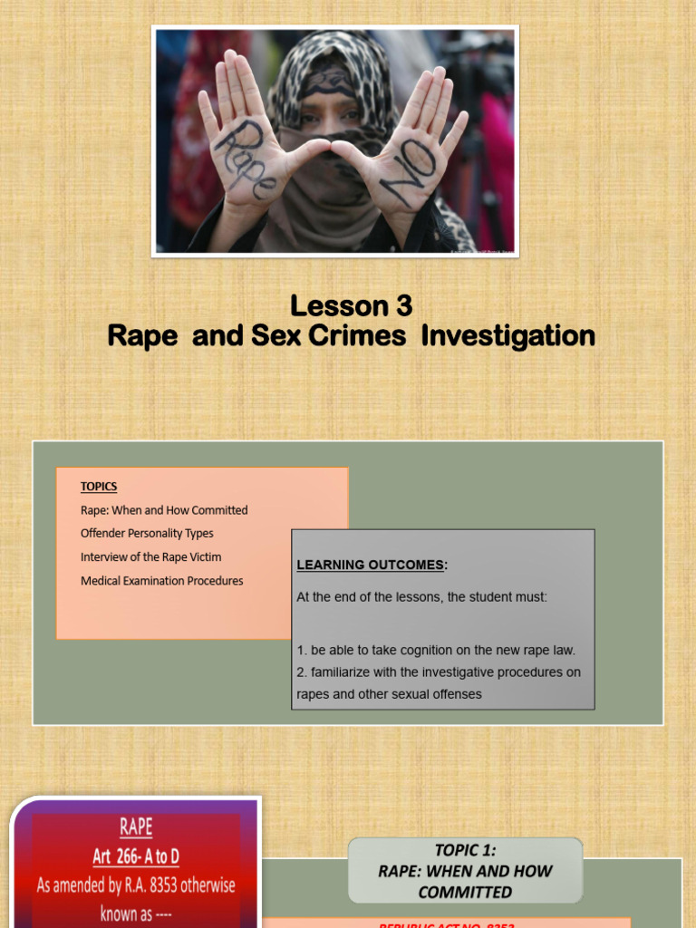 Lesson 3 PPT Rape Investigation and Other Sex Crimes Part 1 | PDF | Rape | Sexual Assault