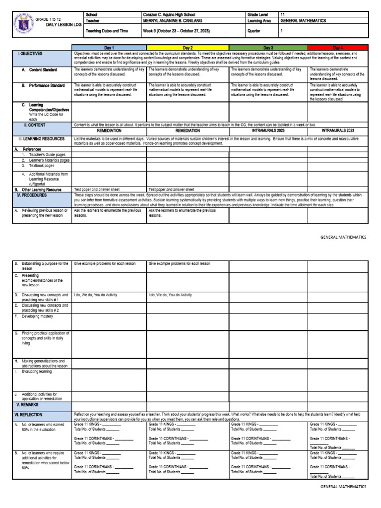 DLL Gen Math Week 10 | PDF