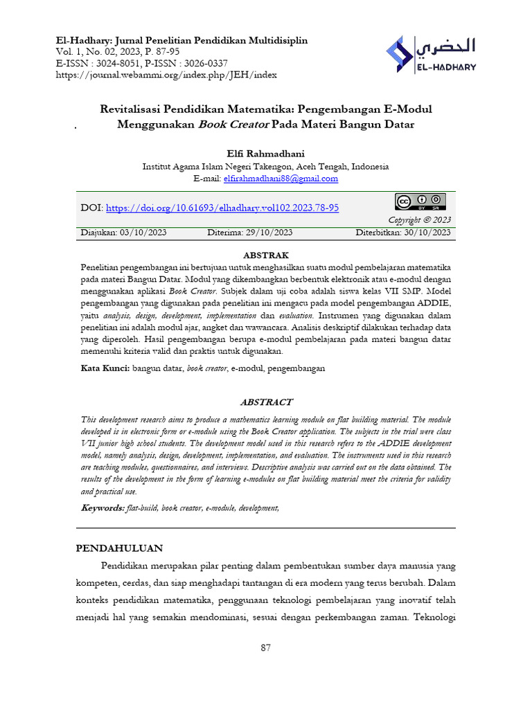 Revitalisasi Pendidikan Matematika Pengembangan E-Modul Menggunakan Book Creator Pada Materi ...