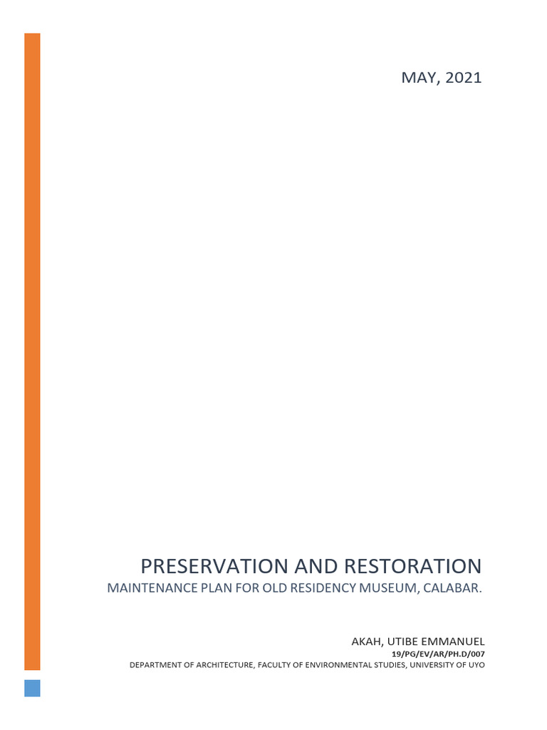 Old Residency Museum Restoration Plan | PDF | Roof | Wall