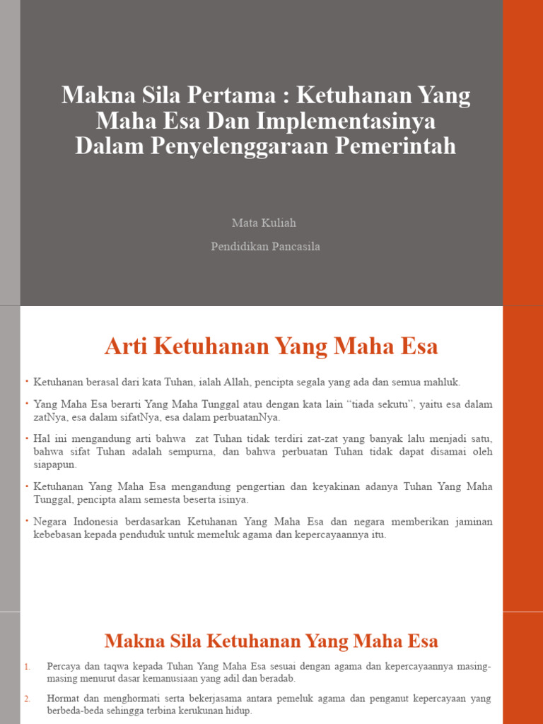 Makna Sila Pertama Pancasila | PDF