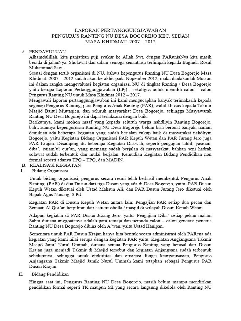 Contoh LPJ Ranting | PDF