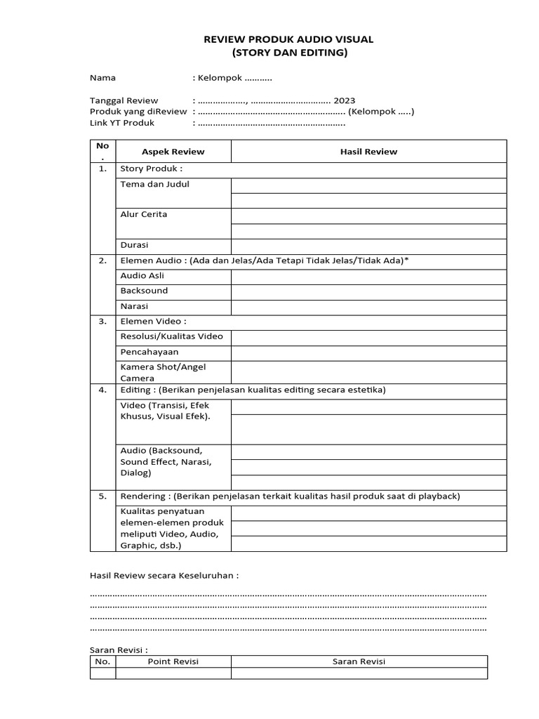 Form Review Produk Audio-Visual | PDF