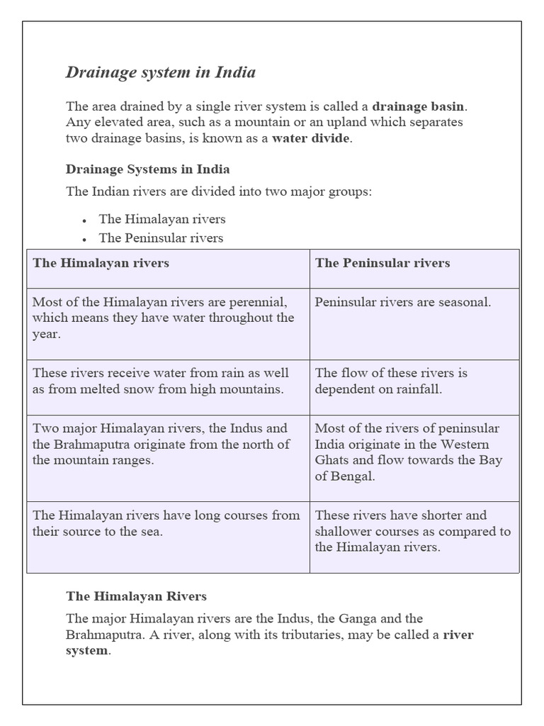 Drainage System in India | PDF | Indus River | Himalayas