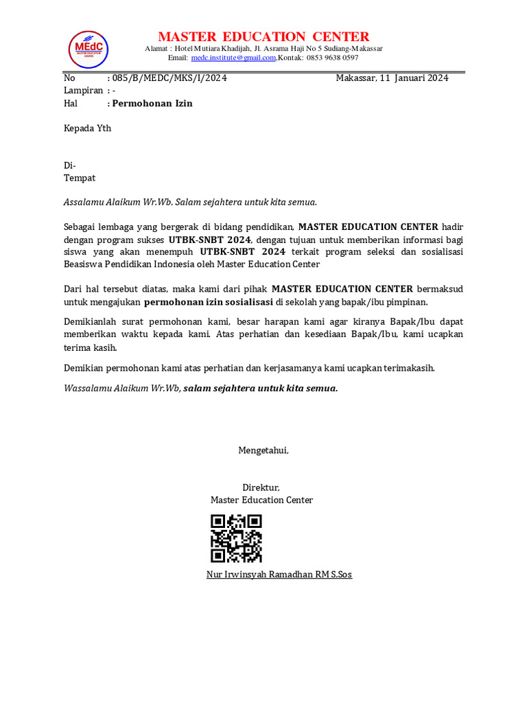 Izin Sosialisasi Sekolah | PDF