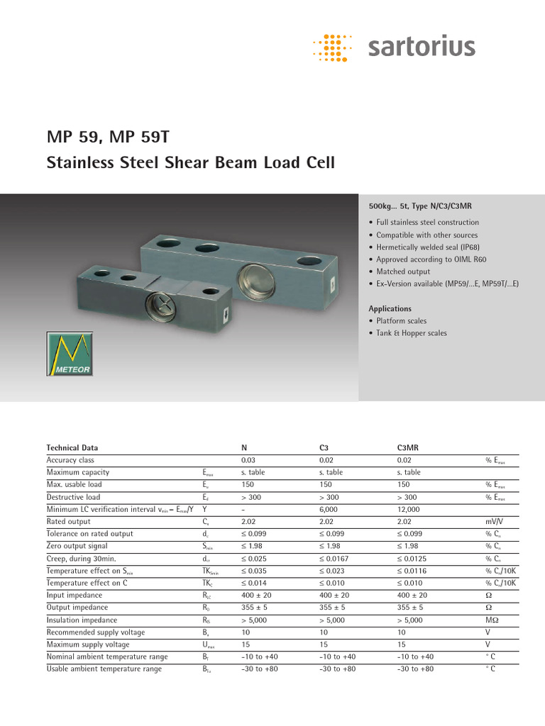 Sartorius Load cell DS-MP59_59T-e | PDF