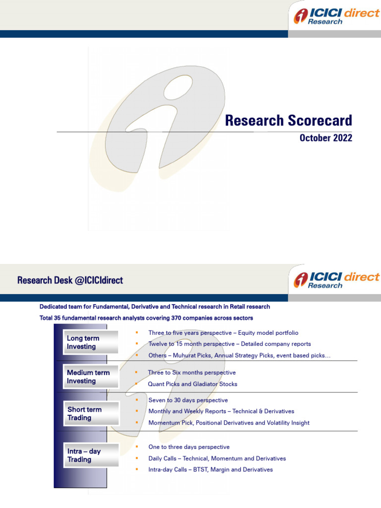 Score Card For Icici | PDF | Stocks | Securities Research