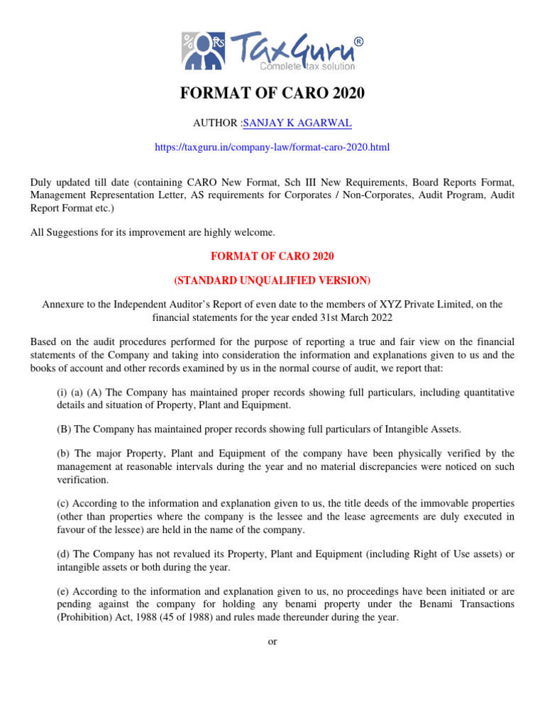 Format of CARO 2020- taxguru.in | PDF | Loans | Audit