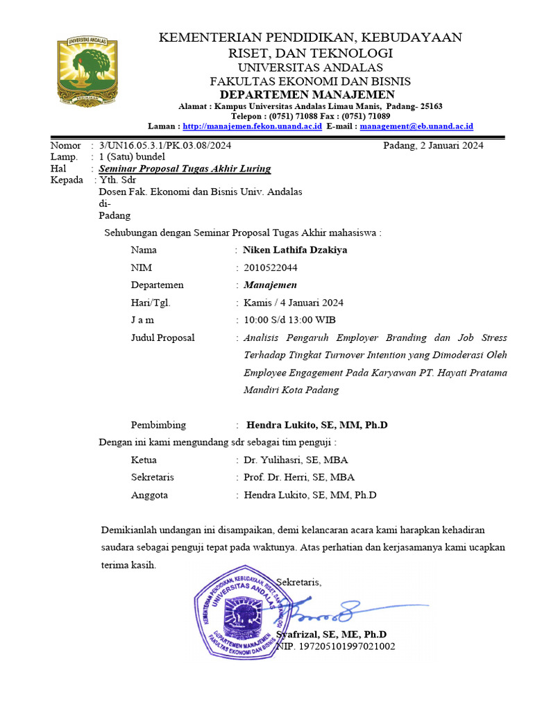 Undangan Sempro Luring Niken Lathifa Dzakiya | PDF
