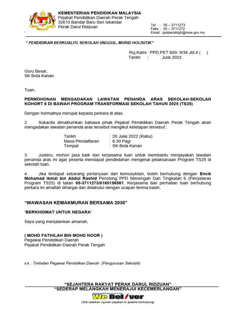 Surat Lawatan Penanda Aras | PDF