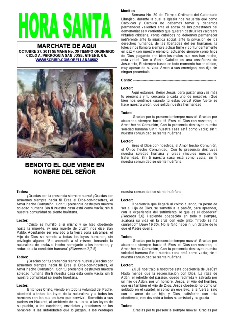 Hora Santa Marchate de Aqui Semana No. 30 Tiempo Ordinario Ciclo A | PDF | Cristo (título ...