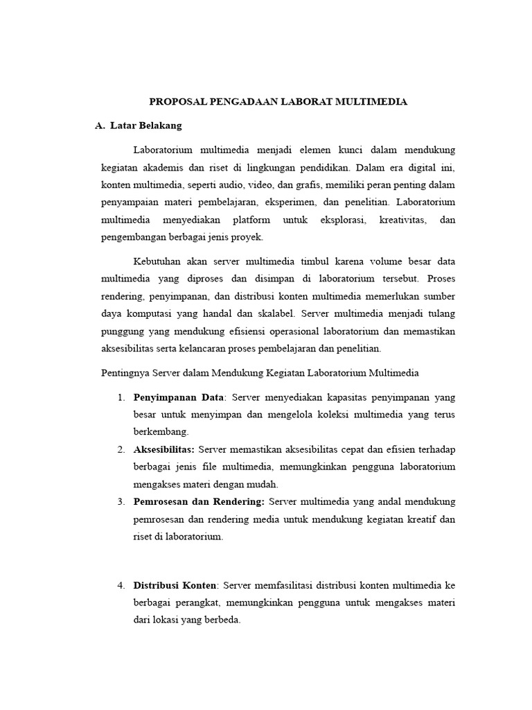 Proposal Pengadaan Laborat Multimedia | PDF