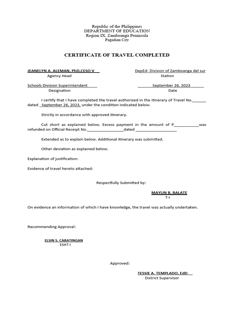 Certificate of Travel Completed 1 1 | Download Free PDF | Epistemology
