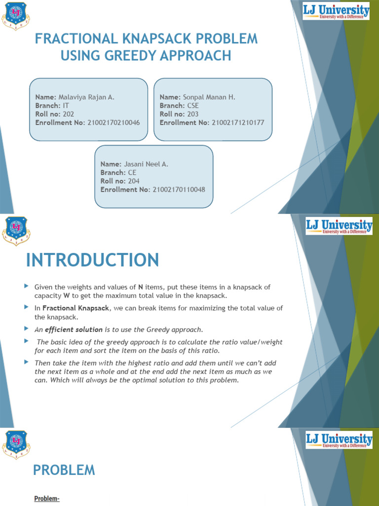 Fractional Knapsack Using Greedy Method | PDF | Teaching Methods ...
