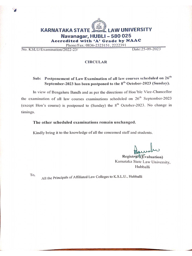 Postponement of Exam | PDF