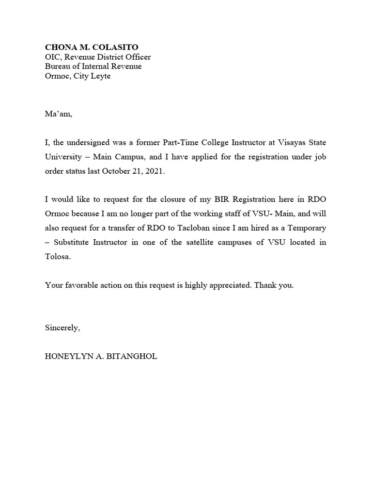 Letter of Closure | PDF