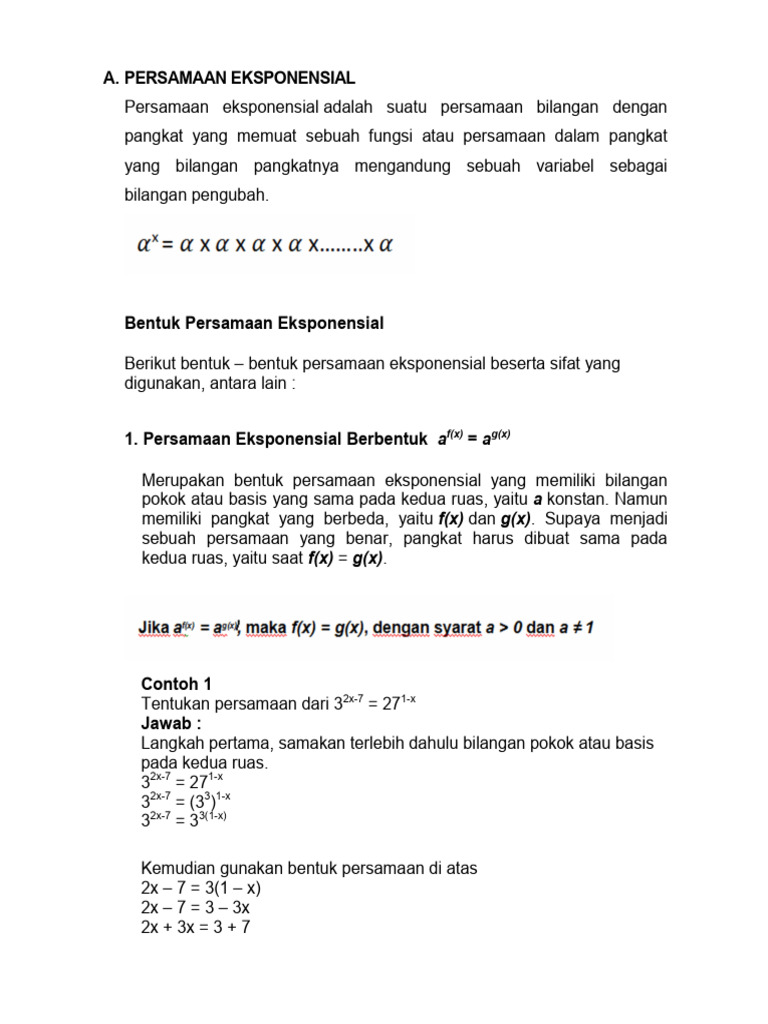 Materi Persamaan Eksponensial | PDF