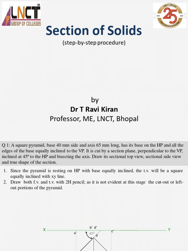 BT 105 - EM - Section of Solids Problem On Pyramid | PDF