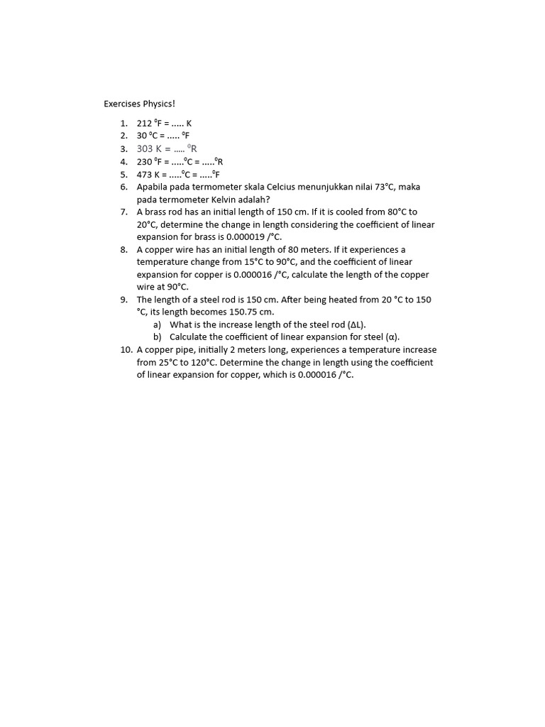 Exercises Physics | PDF