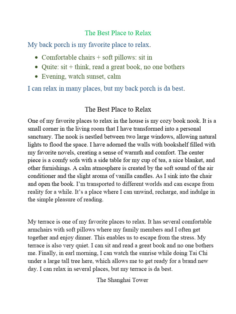 The Best Place To Relax | PDF