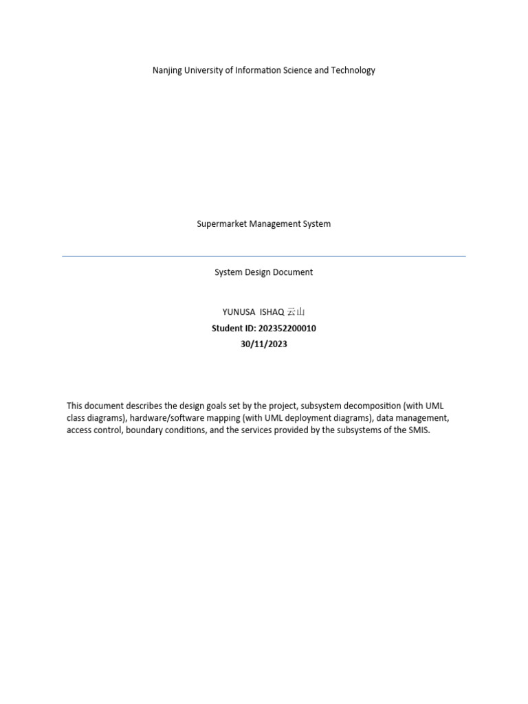 Supermarket Management System Design | PDF | Point Of Sale | Databases