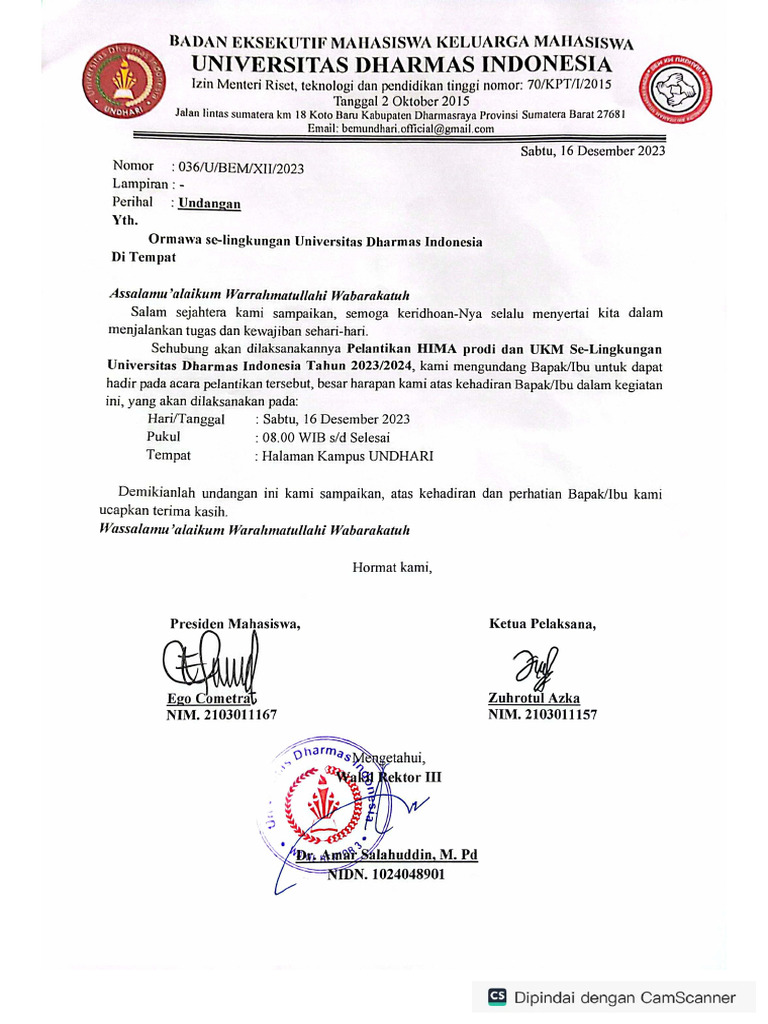 Undangan Ormawa | PDF