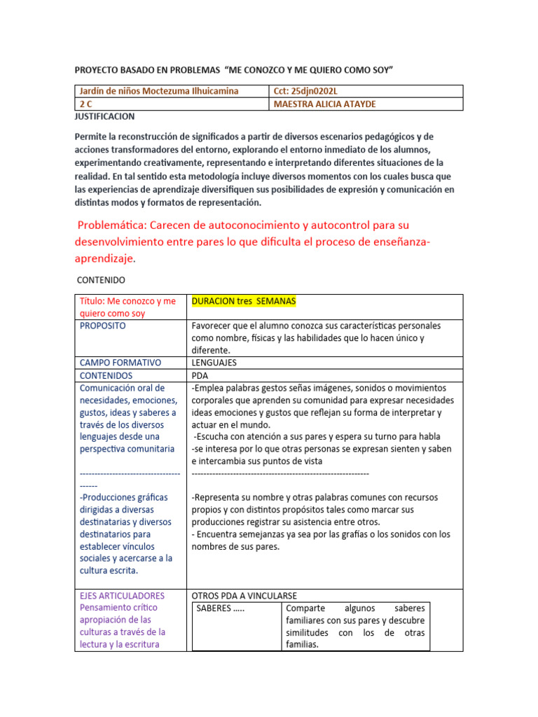 PROYECTO BASADO EN PROBLEMAS Alicia Atayde 18 de Septimbre 2c (1) - 1 | PDF | Aprendizaje | Las ...