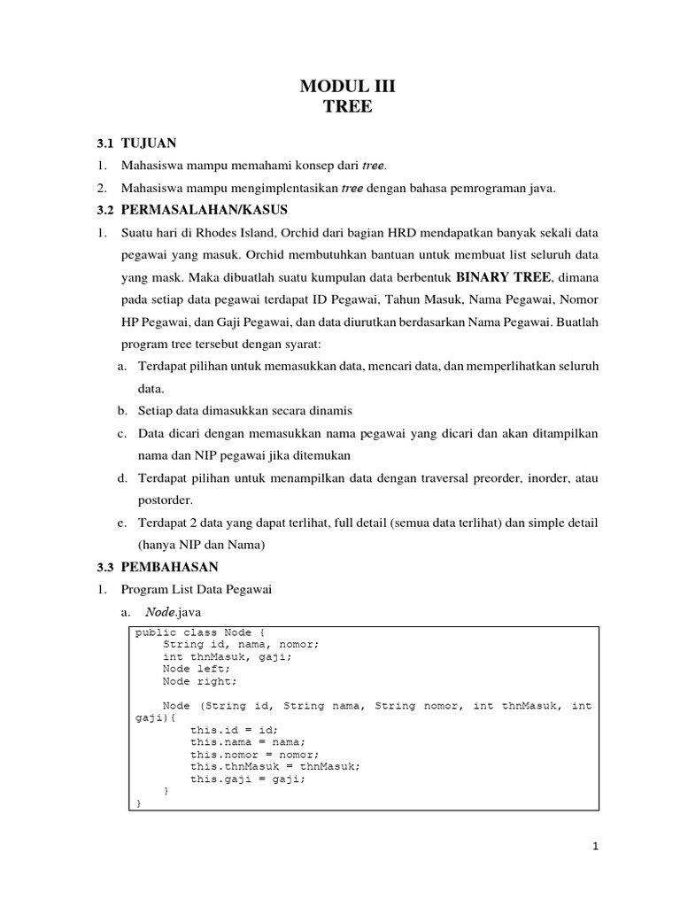 Implementasi Binary Tree Data Pegawai | PDF