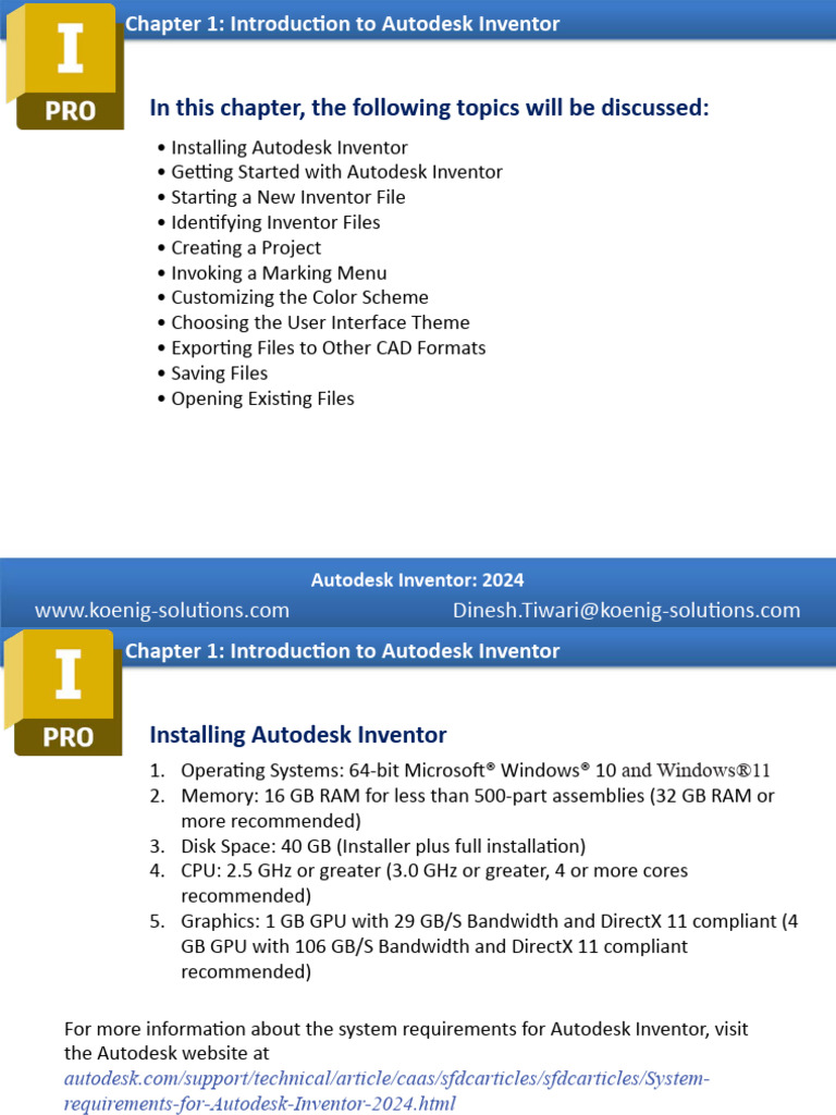 Chapter 1 - Introduction To Autodesk Inventor - 2024 | PDF | Menu (Computing) | Software