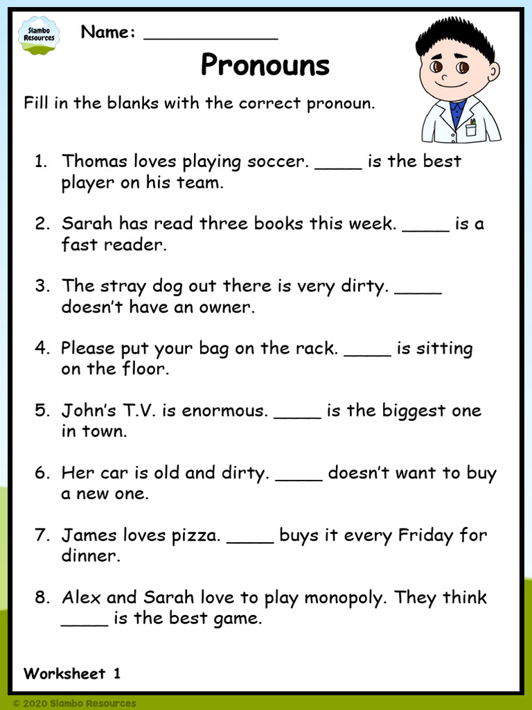Grade 3 Pronouns Worksheet 1 | PDF