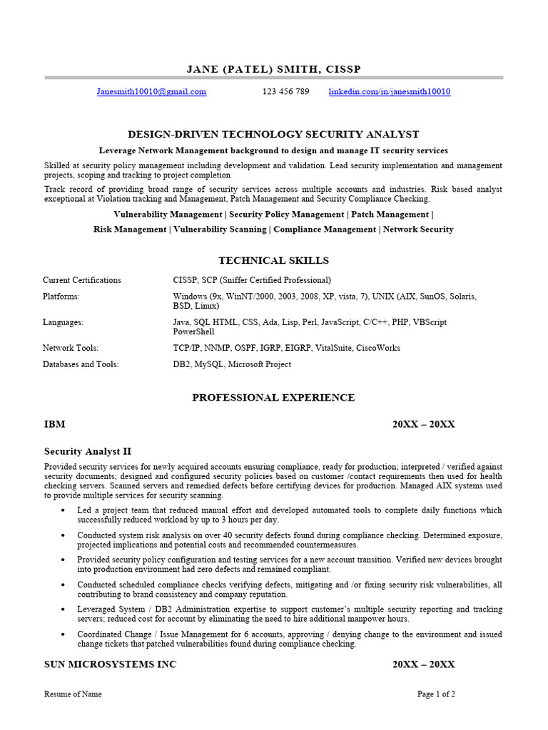 RESUME IT Security Analyst | PDF | Computer Security | Security