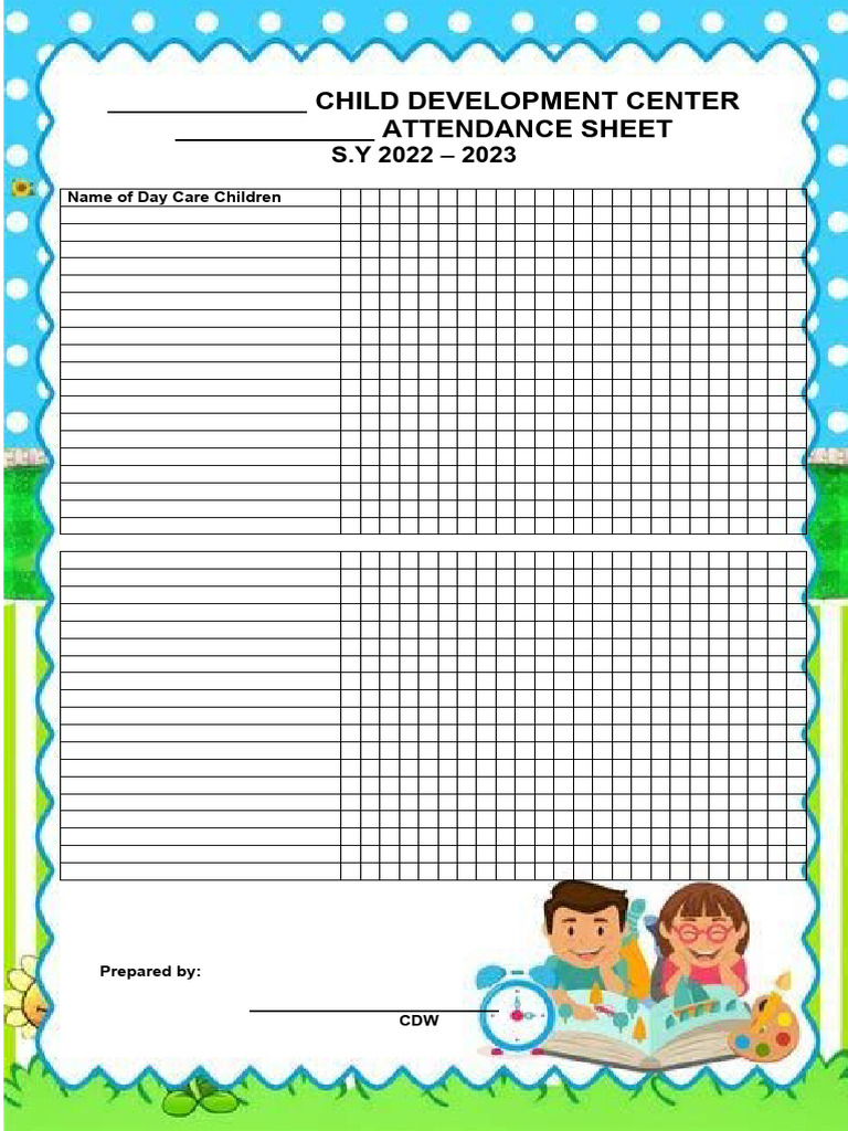 Day Care Attendance Sheet 2022-2023 | PDF