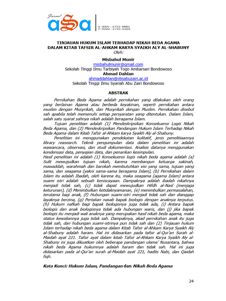 Tinjauan Hukum Islam Terhadap Nikah Beda Agama Pdf
