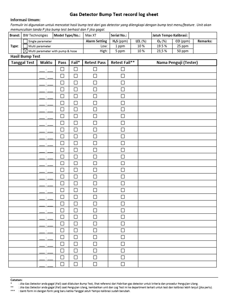 Rekaman Bump Test Detektor Gas | PDF