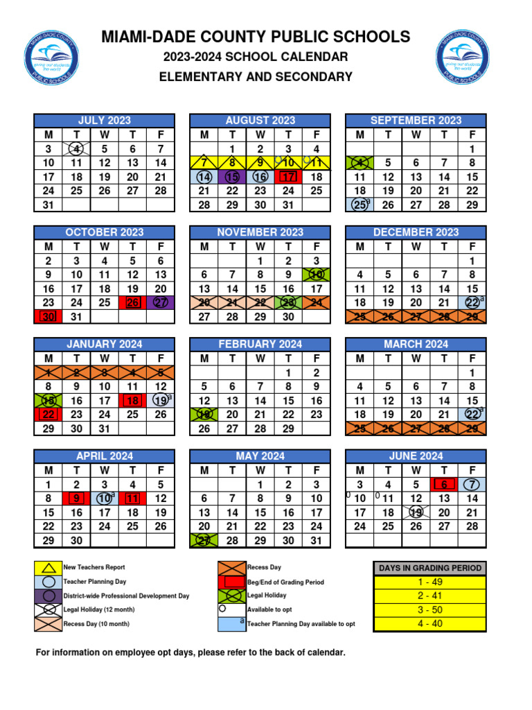 2023-2024 Elementary and Secondary Calendar | PDF | Academic Term ...